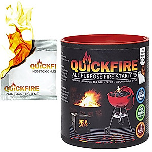 QuickFire - FireStarters Voted #1 Camping & Charcoal BBQ Fire Starter. Burns up to 10 Min at over 750° - 100% Waterproof, Odorless And Non-Toxic - 50 Pack