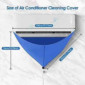 Air Conditioner Washing Bag, Waterproof Split Air Conditioner Cleaning Cover for Wall Mounted Mini Split AIR CONDITIONER Units, Cleaning tool for Home Office, Style A Blue with hose