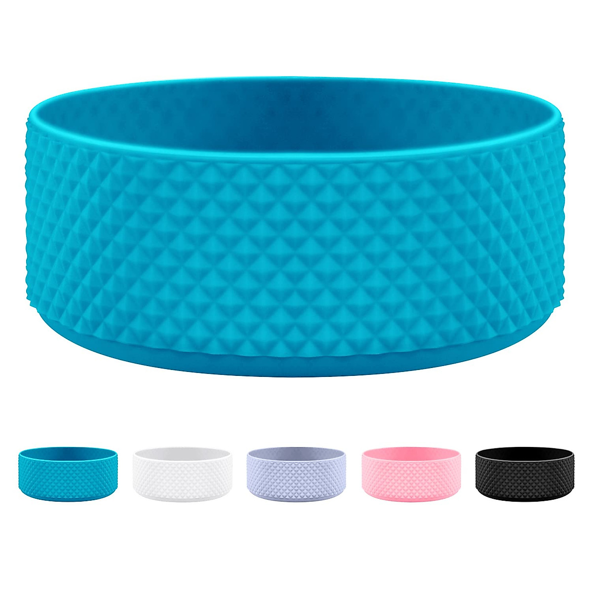 GLINK Bottle Boot, Compatible with Hydro Flask 2.0 Wide Mouth 64 oz Water Bottle and Others, Protective Silicone Bottom Sleeve Cover, Anti-Slip Flex Boot with Diamond Texture (Laguna)