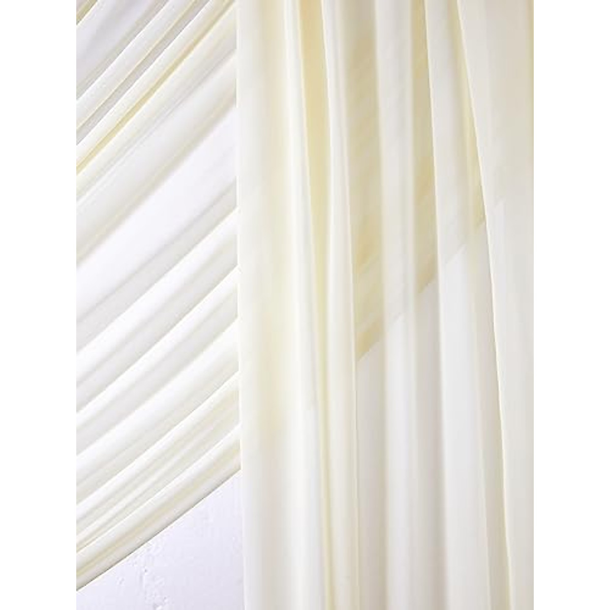 6 Panels Wedding Arch Fabric Drape Ivory 6 Yards Sheer Backdrop Curtain Chiffon Fabric for Wedding Party Ceiling Reception Decoration