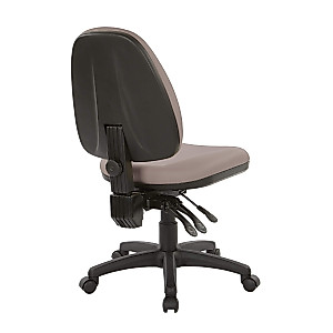 Office Star Ergonomic Dual Function Office Task Chair with Adjustable Padded Back and Built-in Lumbar Support, Armless, Dillon Stratus Fabric