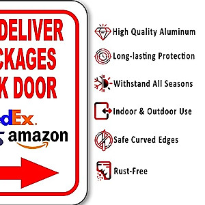 Please Deliver All Packages to Back Door Right Arrow Delivery Sign for Delivery Driver Delivery Instructions for My Packages from Amazon, FedEx, USPS, UPS - Indoor Outdoor Signs for Home - 8.5"x10"