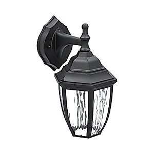 Noble Home Porch Light Outdoor Wall Lantern | LED Lamp Fixture for Outside of House, Garage, Patio and Home Exterior | Black Sconce with Clear Glass, Wet Rated