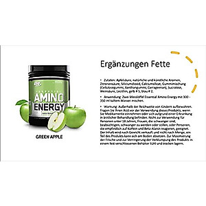 Optimum Nutrition Amino Energy - Pre Workout with Green Tea, BCAA, Amino Acids, Keto Friendly, Green Coffee Extract, Energy Powder - Green Apple, 30 Servings (Packaging May Vary)