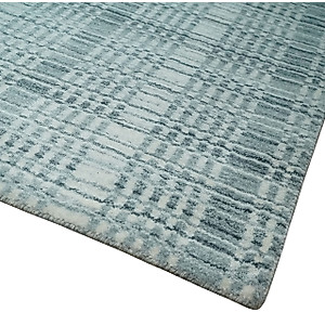 Hand Made Striped Scandinavian Blended Wool Flatwoven Area Rug, Ivory, Silver and Gray, 8X10 | KE2810