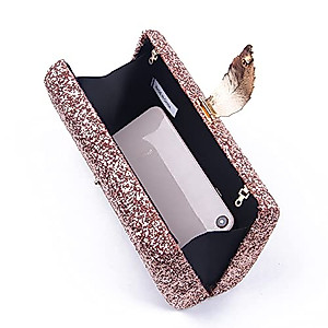 FUKZTE Women's Shinning Clutch Bag Handbag with Chain Ladies Evening Bridal Wedding Party Prom Evening Clutch Purse Shoulder Bag,Pink