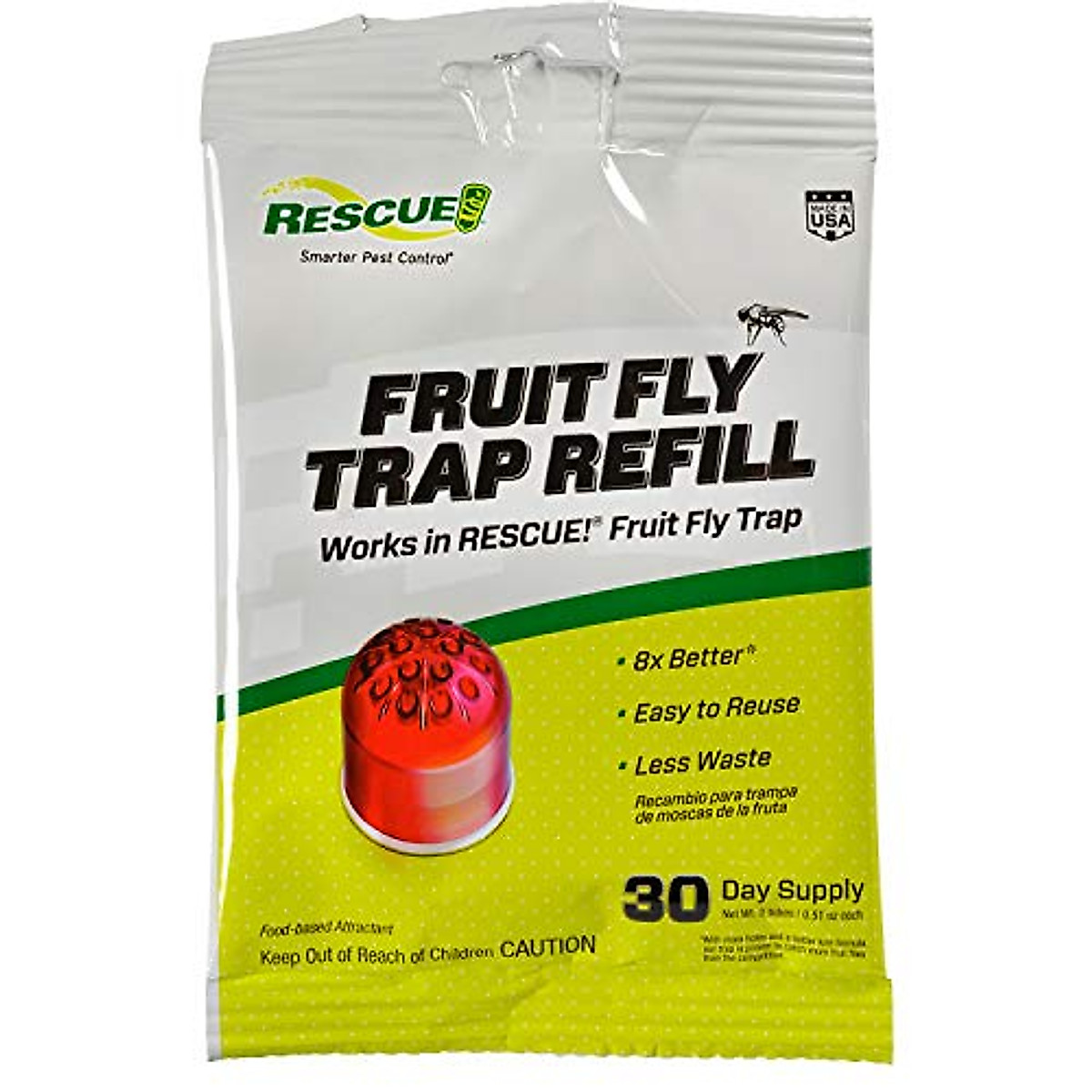 RESCUE! Fruit Fly Trap Bait Refill – 30 Day Supply – 2 Pack