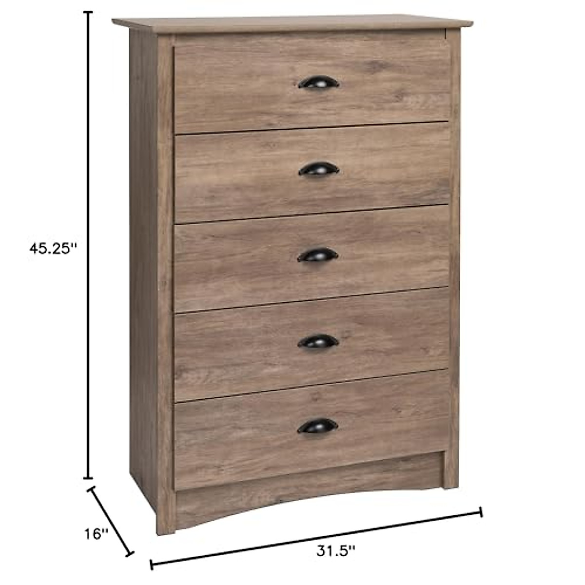 Prepac Salt Spring 5-Drawer Chest, Drifted Gray & Salt Spring 6 Drawer Dresser, Drifted Gray