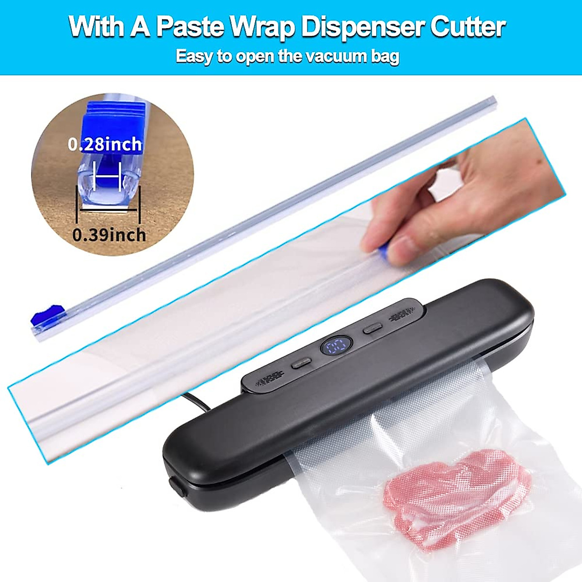 ADPTOYU Food Saver Vacuum Sealer Machine, Automatic LED Indicator Vacuum Sealer Machine with 10Pcs Vacuum Sealer Bags Starter Kit