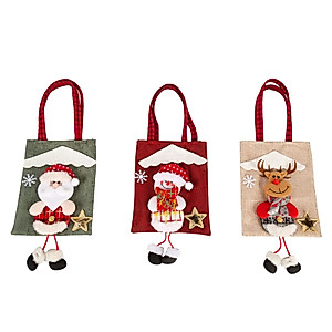 Christmas Goodie Treat Candy Bags, Christmas Treat Gift Bag Cloth Reusable Christmas Apple Bag for Children Best for Wedding Holiday New Year Holiday Gift (A02)