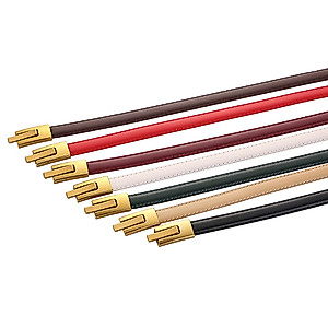 ALAIX Women's Leather Skinny Belt for Dress Adjustable Thin Waist Belt Dress Belt with Vintage Gold Buckle Black