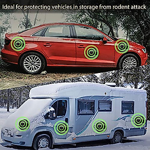 Loraffe Under Hood Animal Repeller Battery Operated Rodent Repellent Ultrasonic Rat Deterrent Keep Mice Away from Car with Ultrasounds and LED Strobe Lights Rodent Defense Vehicle Pest Control, 2 Pack