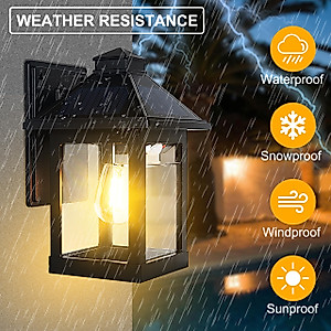 UOOIUMOY 2 Pack Solar Powered Wall Lantern Lights with 3 Lighting Modes, LED Dusk to Dawn Solar Sconce Outdoor Wall Mount, Motion Sensor Front Porch Lights Fixtures Waterproof for Patio Garage