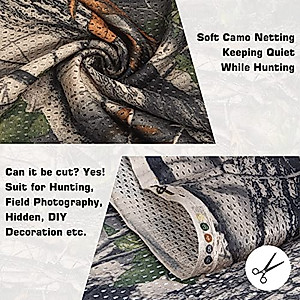FLYEGO Camo Netting Camouflage Netting Camo Mesh Fabric See Through Camo Mesh Camo Blind Material for Duck Hunting, Tree Stand Blind, Sunshade, Decoration, Shooting (3.3ftx5ft, Bionic Leaves)