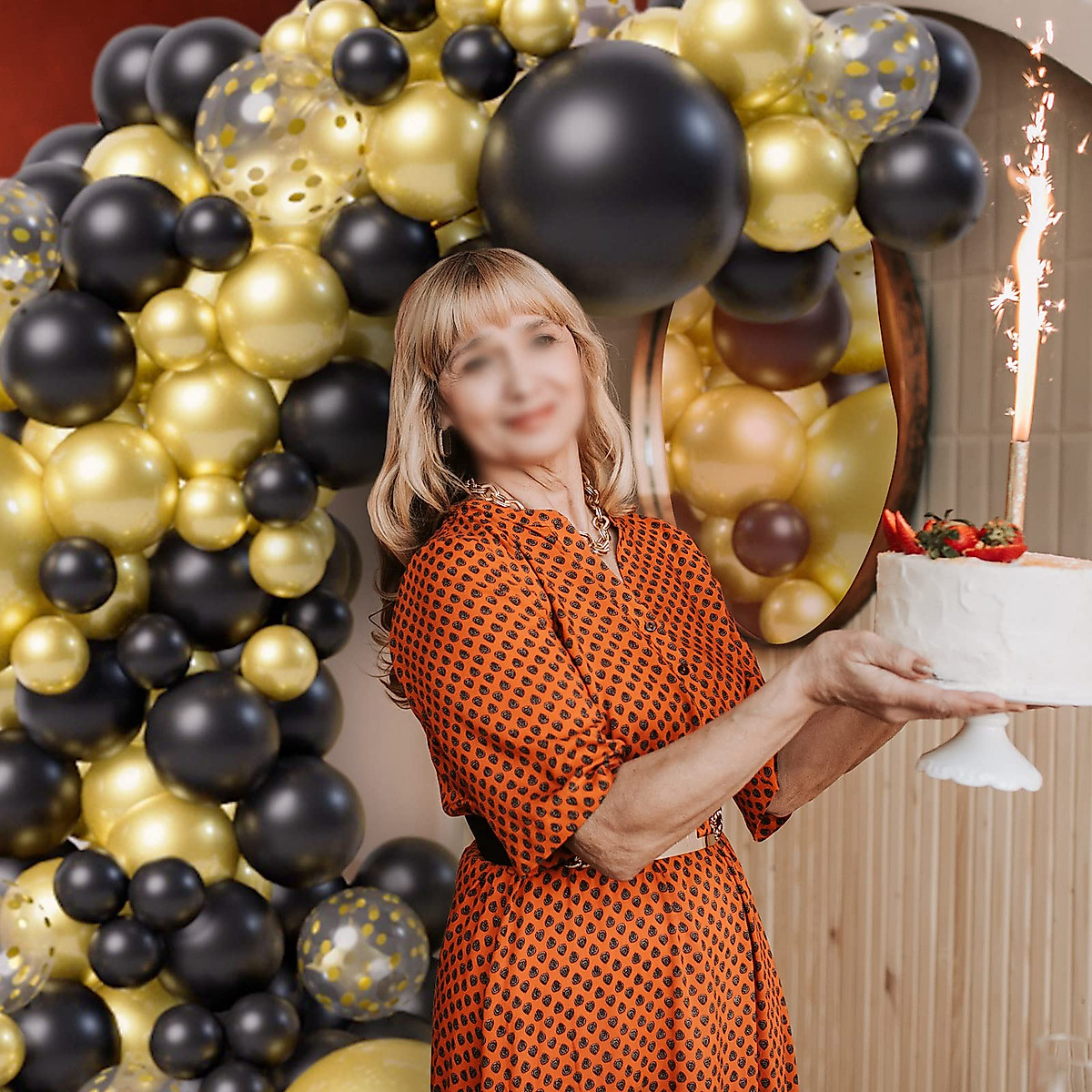 KAWKALSH 137Pcs Black and Gold Balloons Garland Arch Kit, Metallic Gold Confetti Latex Balloons for Graduation Party Baby Shower Wedding Anniversary Birthday Party Decorations…