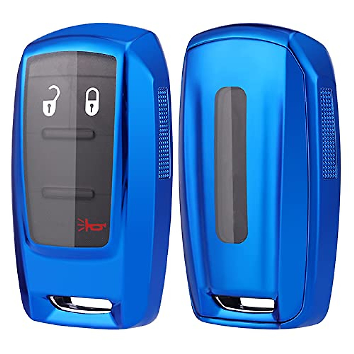 for Dodge TPU Protector Key Fob Cover Case fit for 2022 2021 2020 2019 Dodge 1500 5B Rubber Keyless Entry Key Fob OHT-4882056 (Blue)