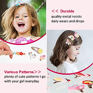 36 Pieces Cute Hair Clips for Girls Candy Rainbow Hairpins Ice Cream Unicorn Cute Barrettes Fun Dessert Patterns Accessories Cartoon Flower Fruit Hair Clips