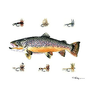 Brown Trout Watercolor Art Print by Artist DJ Rogers