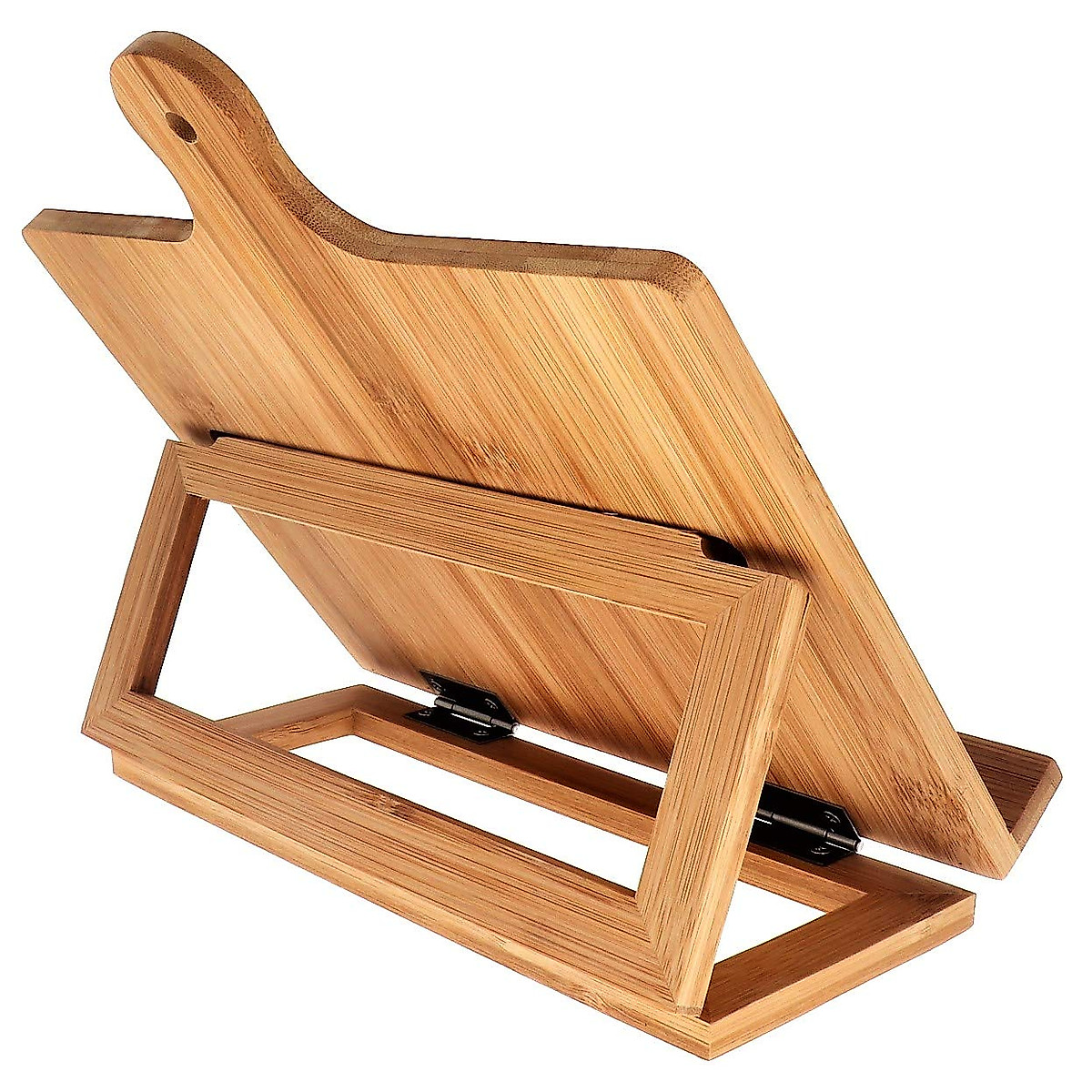 Mom Gift Cookbook Stand Recipe Holder - Custom Engraved Bamboo Cutting Board Foldable Chef Easel Metal Hinge Kickstand iPad Tablet Compatible Christmas Birthday Mothers Day Kitchen Decor (10.25x10.25)