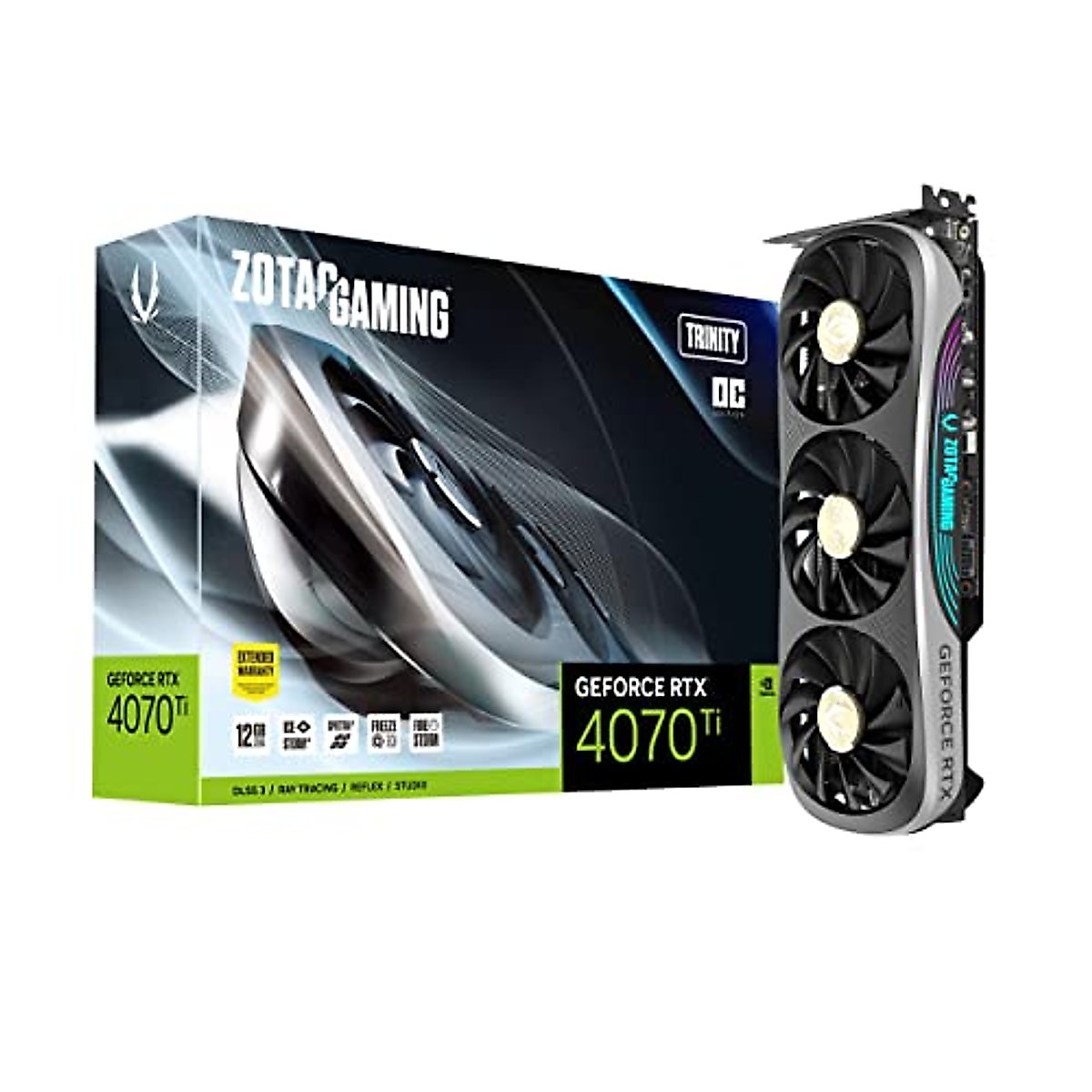 ZOTAC Gaming GeForce RTX 4070 Ti Trinity OC DLSS 3 12GB GDDR6X 192-bit 21 Gbps PCIE 4.0 Gaming Graphics Card, IceStorm 2.0 Advanced Cooling, Spectra 2.0 RGB Lighting, ZT-D40710J-10P