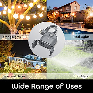 Geeni Outdoor Duo Wi-Fi Smart Plug, Weatherproof, No Hub Required, Wireless Remote Control and Timer - Smart Outlet Compatible with Alexa, The Google Home, 1 Dual Socket (2 Outlets)
