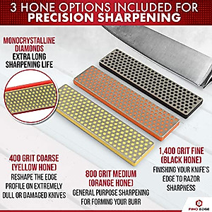 Fino Edge Professional Knife Sharpeners for Kitchen Knives - Diamond - Designed with Tight Clamp, Stable Base - Easy To Assemble with Reference Guide & Instruction Manual