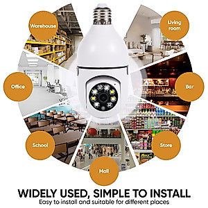 VYANLIGHT 4MP Security Camera with 2.4GHz WiFi, 360° Panoramic Pan-Tilt-Zoom View, 2K Full-Color Night Vision Bulb Video Camera, Motion Detection Audible Alarm Easy Install, Includes 64GB SD Card