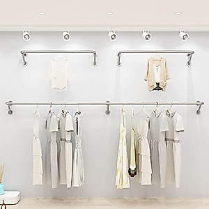 Wall-Mounted Clothing Garment Rack, Modern Simple Clothing Store Display Stand Garment Bar, Multi-purpose Hanging Rod Metal Pipe Clothes Rack, Closet Storage Clothes Organizer Towel Rack Clothes Rai