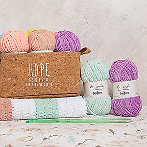 2 Skein La Mia Mellow Velvet Chenille Yarn for Knitting and Crocheting Baby Clothes, Blankets and Accessories, 100% Polyester, 100 gr (3.5 oz) / 115 m (125 Yards), Super Bulky, Beige - 943