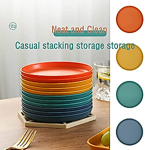 Muulaii Plastic Plates Reusable 6 Inch Unbreakable Deep Dessert Dinner Plates BPA free and Eco-Friendly Dishwasher and Microwave Safe Round Dinnerware Plates - Pack of 4