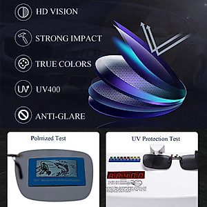 FF FRAZALA Polarized Clip On Sunglasses Rimless Non-flip Design UV Protection Sunglasses for Prescription Glasses (Black,Medium)