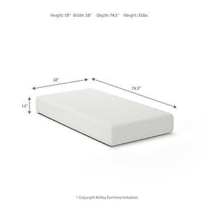 Signature Design by Ashley Twin Size Chime 10 Inch Medium Firm Memory Foam Mattress with Green Tea & Charcoal Gel