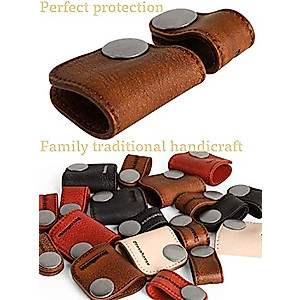 ELFRhino Earphone Organizer Genuine Leather Headphone Headset Earbuds Cord Wrap Winder Cord Manager Cable Winder Holder Keeper Manager Management(Coffee, Pack of 2)