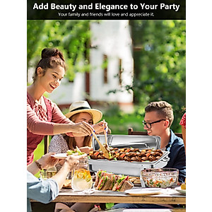 Granvell Rectangular Chafing Dish Buffet Set, Catering Food Warmer for Parties, Wedding, Birthday, Christmas, Chafing Server Dish, 8QT Water Pan, 4 Pack