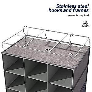 coastal rose Hanging Shoe Closet Organizer, 30 Sections Hanging Closet Organizers and Storage Shelves with 6 Mesh Pockets, Space Saving Shoe Rack Holder Hanger, Grey