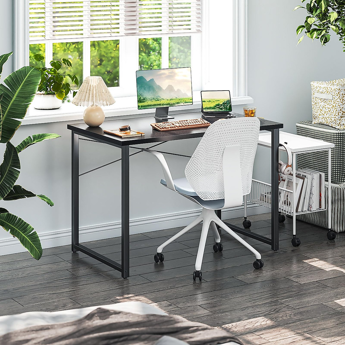 Coleshome 40 Inch Computer Desk, Modern Simple Style Desk for Home Office, Study Student Writing Desk, Black