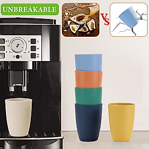 Mfacoy Wheat Straw Cups Set of 6, 12 oz Unbreakable Drinking Cups, Reusable Cups, Stackable Tumbler Cups, Colourful Water Cup Set for Kitchen, BPA Free, Dishwasher & Microwave Safe, Cups with 6 Colors