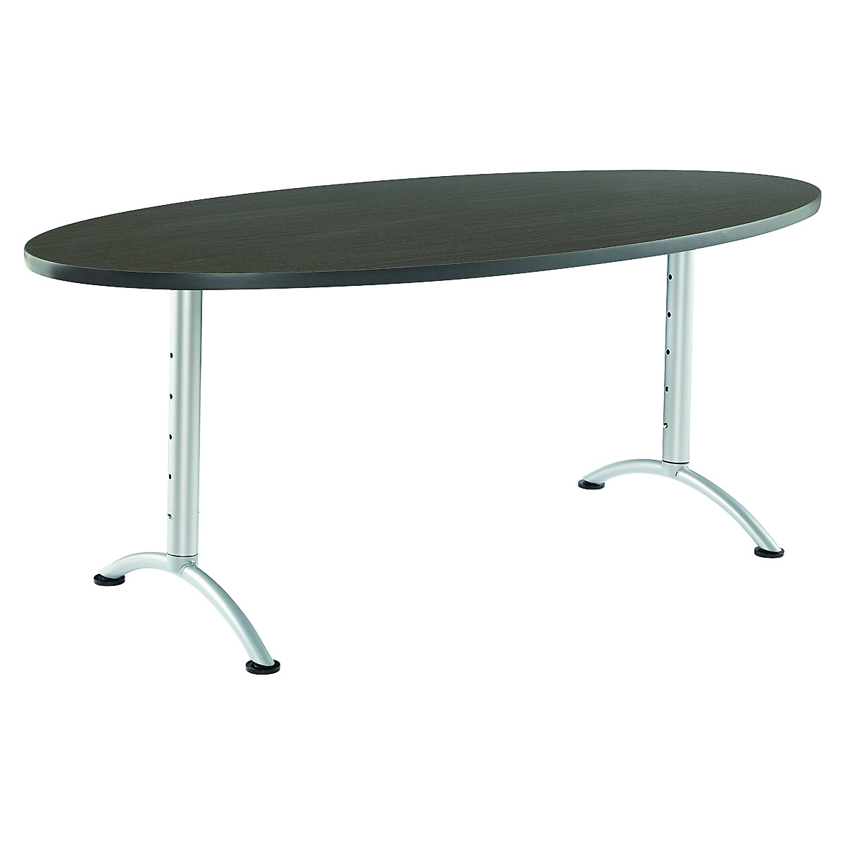 Iceberg ARC 6-Foot Adjustable Height Oval Conference Table, 36" W x 72" L, Gray Walnut/Silver Leg
