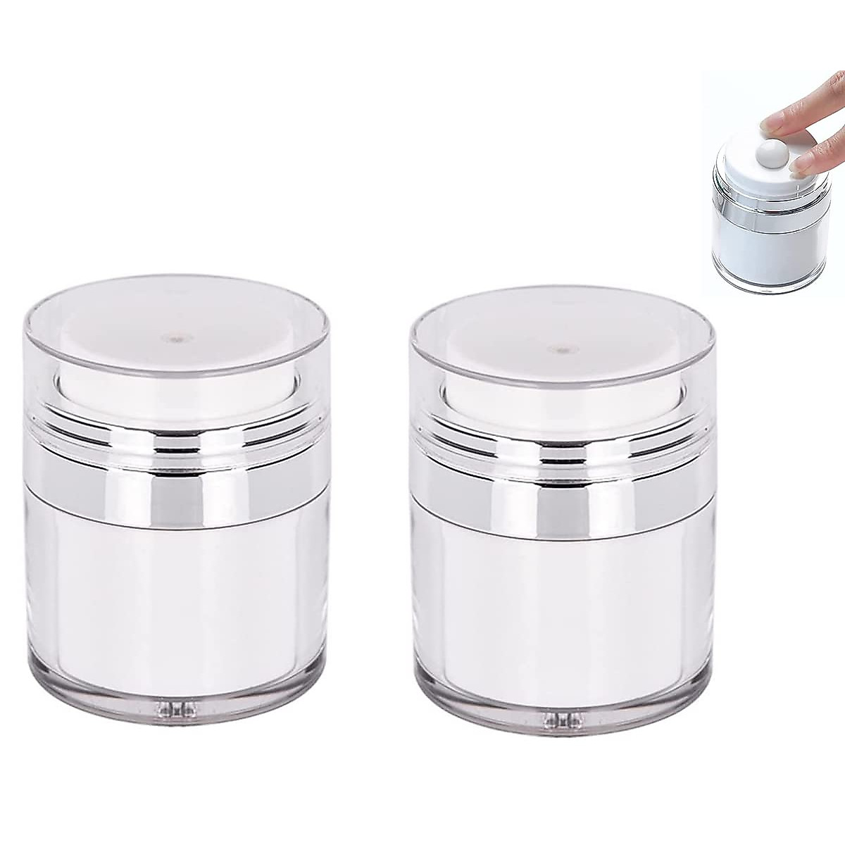 Cream Jar Vacuum Bottle,Airless Pump Jar Bottles Portable Lotion Dispenser,Travel Containers for Lotions and Creams Refillable Cosmetic Container (2PCS 15ml)