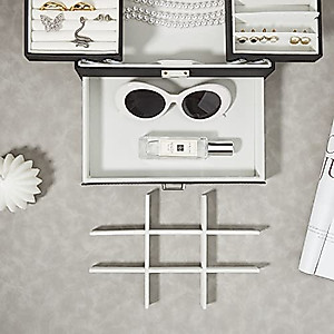 BUTI4WLD 3 Layers Large Jewelry Boxes for Women Girls Wife Ideal Gift, Jewelry Case for Storing Earrings Rings Necklaces Bracelets PU Leather & Soft Velvet Lined, Black