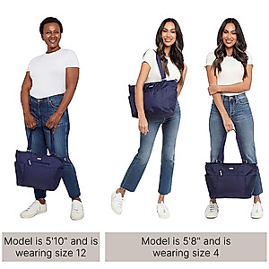 Baggallini Essential Laptop Tote - Work Tote Bag with Laptop Sleeve - Lightweight Travel Crossbody Shoulder Bag for Women, Black