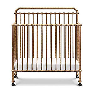NAMESAKE Winston 4-in-1 Convertible Mini Metal Crib in Vintage Gold, Greenguard Gold Certified