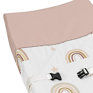 Sweet Jojo Designs Boho Rainbow Girl Baby Nursery Changing Pad Cover - Blush Pink Dusty Rose Gold Yellow Mauve Taupe Beige Tan Bohemian Stars Sun Celestial Vintage Sky