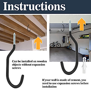MAQIHAN 10 Garage Hooks Bike Hooks - Heavy Duty Garage Rack Wall Mount Storage J Hooks Hanging Utility Garage Ceiling Rack Bicycle Hooks Ladder Hangers Garden Yard Tools Organizer Organization