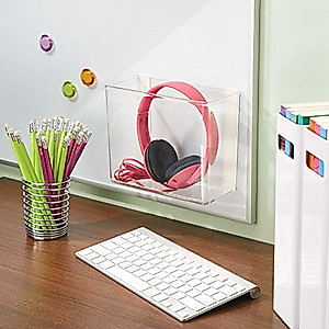 iDesign AFFIXX Plastic Wall Mount Organizer for Kitchen, Bathroom, Office, Bedroom, Garage, Craft Room, 3.5" x 8" x 5.5", Clear