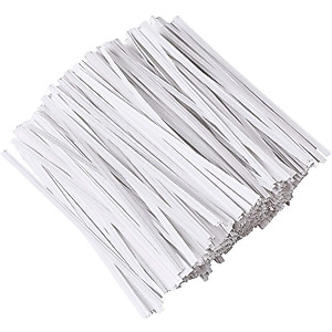 500 Pieces 5" Reusable White Paper Bread Twist Ties, White Twist Ties Bag Ties Twist Ties for Bags Bread Wire Ties Reusable Twist Tie for Treat bags Party Cello Candy Bread Coffee Bags Cake Pops
