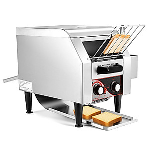 WICHEMI Commercial Conveyor Toaster, 150 Slices/Hour Heavy Duty Stainless Steel Commercial Toaster Oven Electric Restaurant Toaster 1300W Electric Conveyor Belt Toaster for Toast Bun Bagel Bread