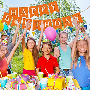 Waenerec Orange Birthday Banner Sign Happy Birthday Bunting Banner Garland for Kids Girl Woman Birthday Tea Party Decorations Bunting Flag Birthday Party Supplies