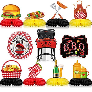 Cholemy 11 Pieces BBQ Party Decorations BBQ Baby Shower Centerpieces Summer Picnic Baby Q Birthday Party Decorations for Birthdays Carnival Summer Barbecue Baby Shower Holidays Party Supplies