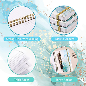 Spiral Notebook - 3 Pack College Ruled Notebook, 5.6'' x 8.3'' Journal Notebook, 80 Sheets / 160 Pages Per Journal with Spiral Bound, Inner Pocket, Journal for Women, Notebooks for Work
